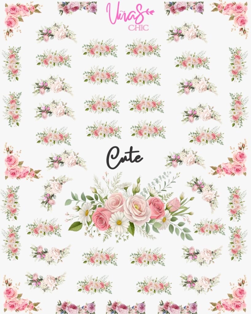 Sticker UÑAS CHIC ROSAS Línea Cute - Uñas chic